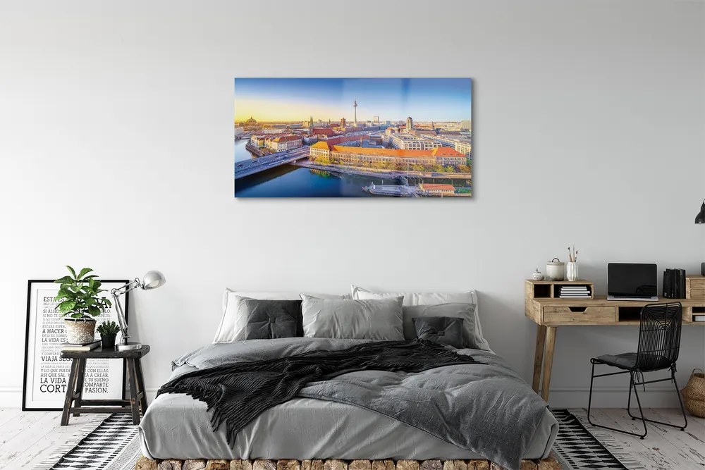 akrylový obraz Berlín říční mosty 125x50 cm
