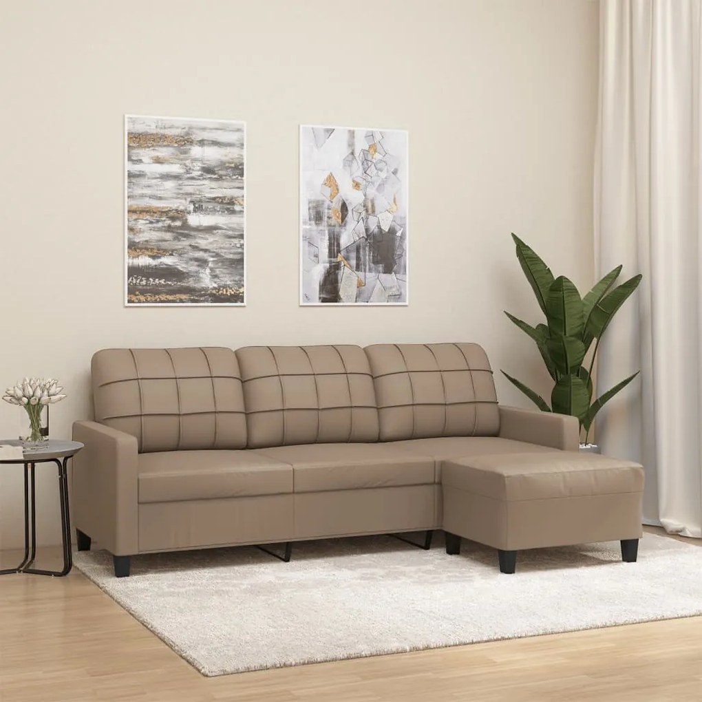 3místná pohovka s podnožkou cappuccino 180 cm umělá kůže 3201018