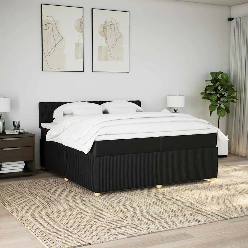 Box spring postel s matrací černá 200x200 cm textil 3287572