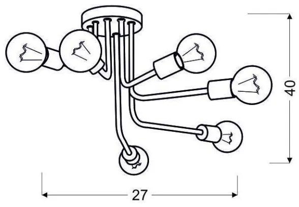 Přisazený lustr SPILL 6xE27/60W/230V