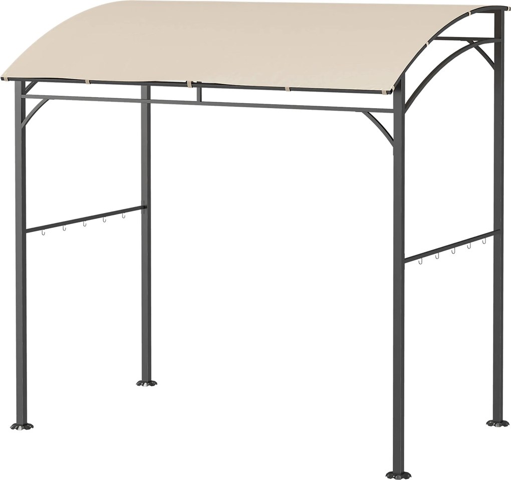 Grilovací pavilon Outsunny 215 x 150 x 220 cm, voděodolný zahradní pavilon s klenutou střechou, zahradní altánek s háčky, grilovací pavilon, zahradní