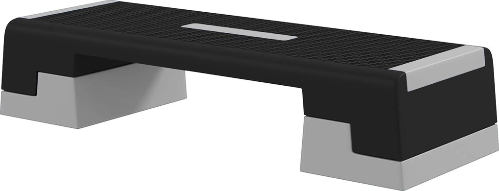 SPORTNOW Nastavitelný výškový steper s odnímatelnými schůdky a protiskluzovou základnou, aerobní schod v ABS, 97x36x15/20/25 cm, Šedá