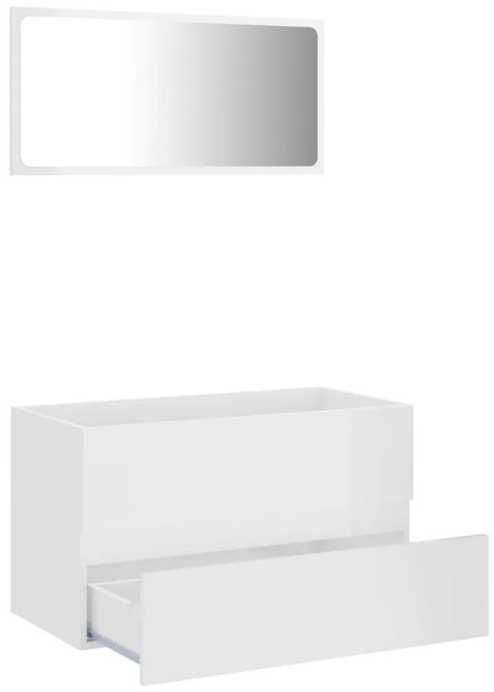 2dílný set koupelnového nábytku bílý vysoký lesk dřevotříska - Default Title
