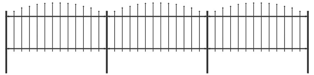 Zahradní plot s kopím nahoře ocelový 537 x 75 cm černý