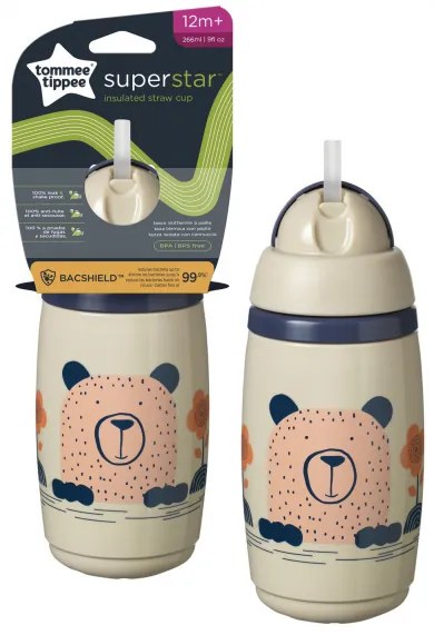 Tommee Tippee Netekoucí termohrnek Superstar s brčkem 266 ml 12 m+ Grey