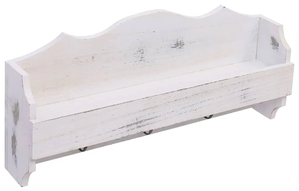 Nástěnný věšák bílý 50 x 10 x 23 cm dřevo 284231