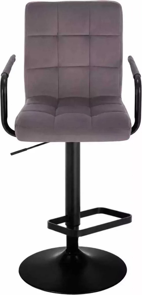 LuxuryForm DESIGN Barová židle VERONA BLACK VELUR na černé kulaté podstavě - tmavě šedá