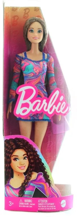Barbie Modelka - duhové marble šaty HJT03