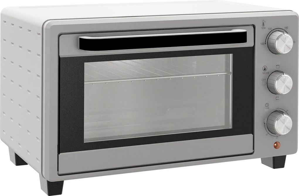 HOMCOM malá trouba 21l, 100°C-230°C, časovač na 1 hodinu, 3 režimy pečení, drátěný rošt, plech, nerez, 46L x 38.5W x 29H cm, stříbrná| Aosom