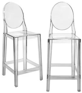 Set 2 barových židlí One More v. 65 cm transparentní čirá, Kartell - One more 65 cm