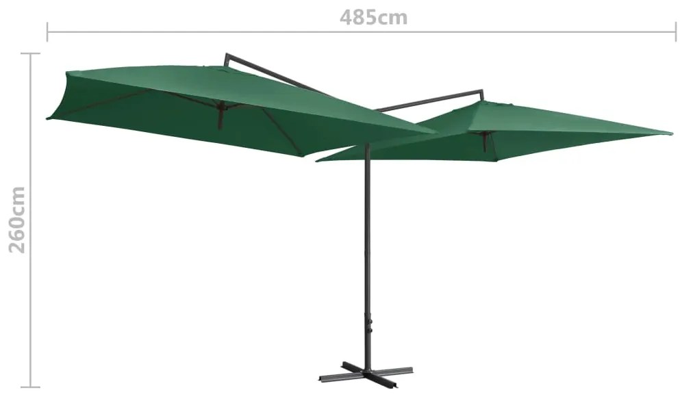 Dvojitý slunečník s ocelovou tyčí 250 x 250 cm zelený - Default Title