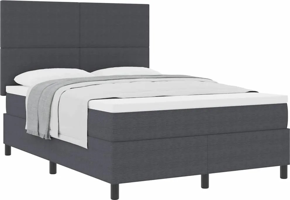 Postel s boxspringem s čelo Tmavě šedá a bílá 140 x 190 cm 3337556