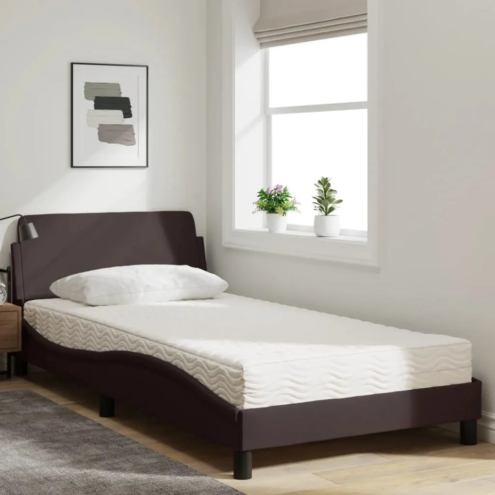 Postel s matrací Dover tmavě hnědá 100 x 200 cm textil 3208347