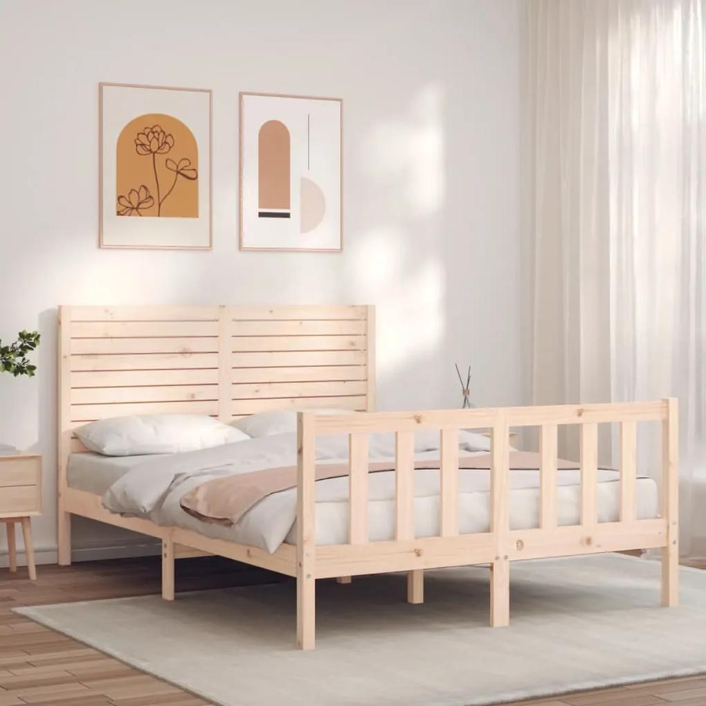 Rám postele s čelem 140 x 190 cm masivní dřevo,  3193186