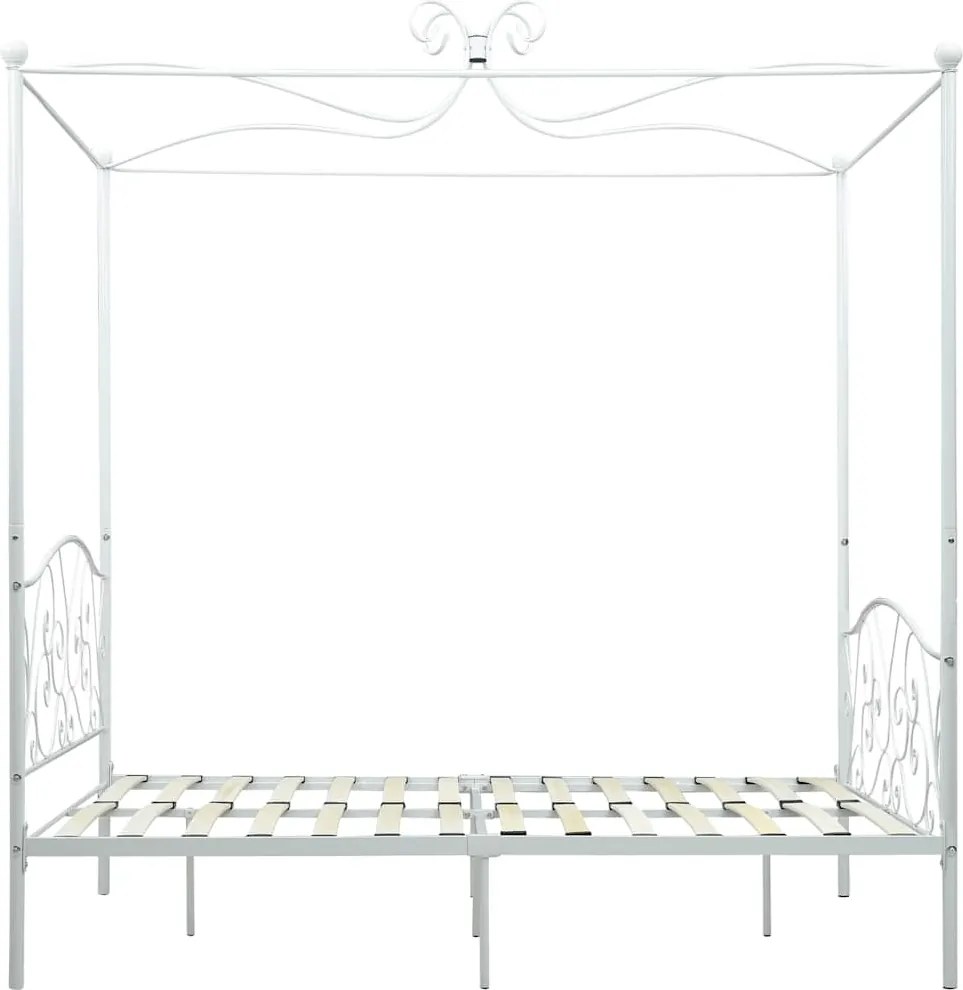 Rám postele s nebesy bílý kovový 140 x 200 cm 284471