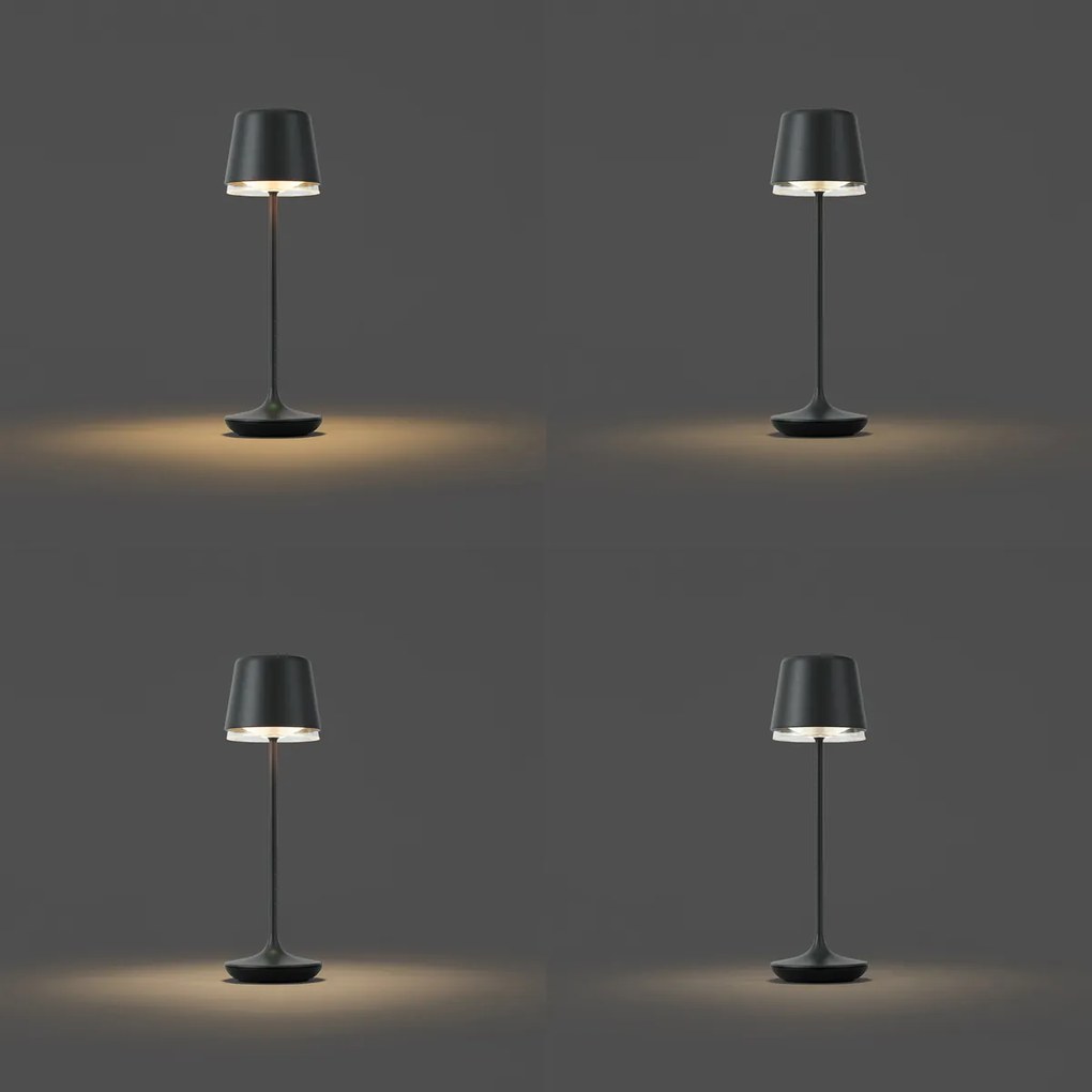 Stolní lampa černá vč. LED IP65 dobíjecí s nabíjecí stanicí - Treble