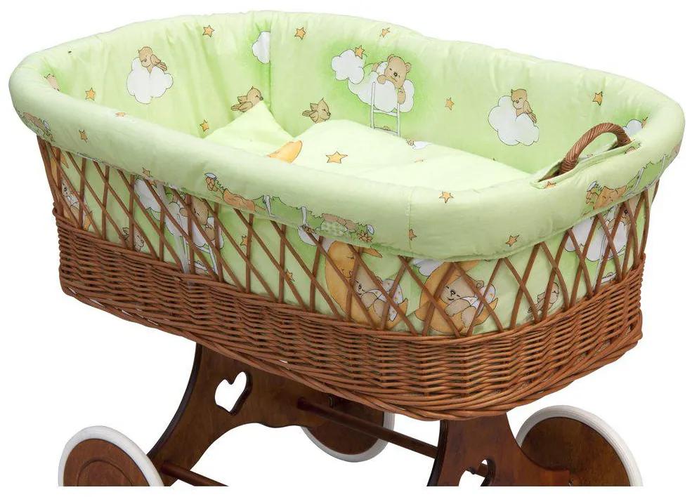 Scarlett Proutěný košík na miminko Mráček Zelená
