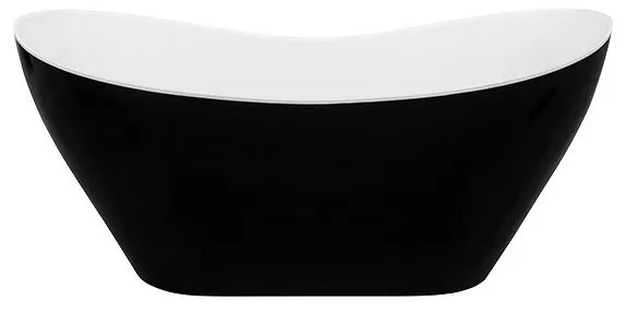Besco Volně stojící vana z litého mramoru Viya BW Matt 160x70 (170x71) Barva: Bílá/černá, Rozměry (cm): 158x70,5, Typ a barva výpustě: Click-Clack, chrom