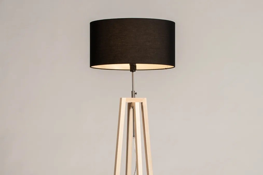 Stojací designová lampa Paola Black Maison and Natur Wood