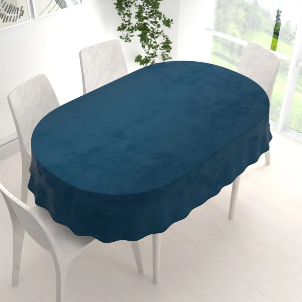 Biante Sametový oválný ubrus Velvet Premium SVP-028 Petrolejově modrý 50x100 cm