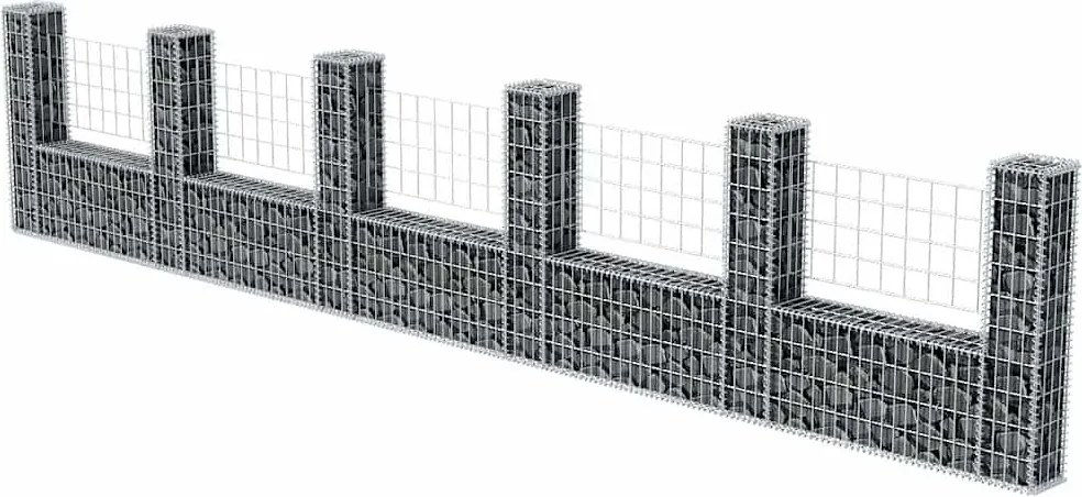 Gabionový koš ve tvaru U pozinkovaná ocel 570 x 20 x 100 cm 142547