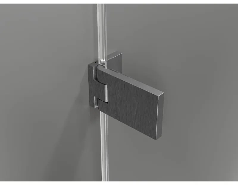 Mexen Lunar-F L, sklápěcí sprchový kout levý 80 x 80 cm, 8mm čiré sklo, pistolově šedý kartáčovaný - 836L-080-080-66-00-L