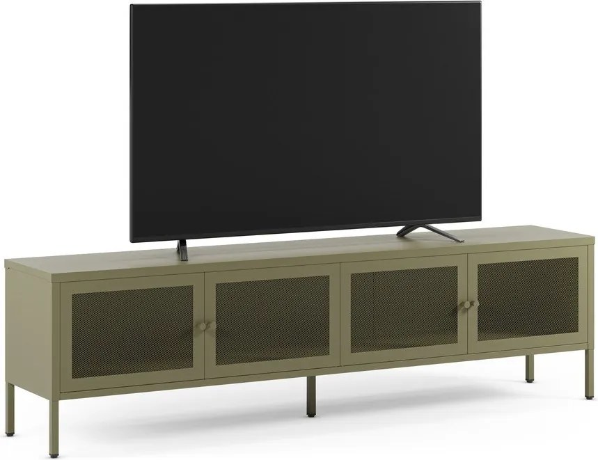 Zelený kovový TV stolek 160x50x35 cm Fayna – Marckeric