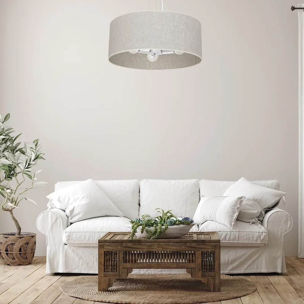 Závěsné svítidlo Lino, 1x lněné stínítko, (fi 50cm), w