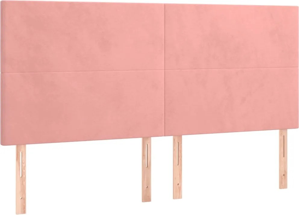 Box spring postel s matrací a LED růžová 200x200 cm samet 3136028