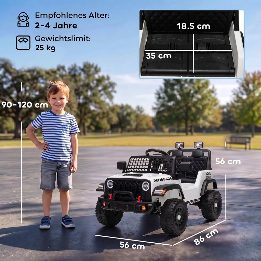 AIYAPLAY dětské elektrické auto 12V, elektrické auto pro děti s dálkovým ovládáním, lithiová baterie, 2 motory, plynulý rozjezd, 4-kolová odpružená k…