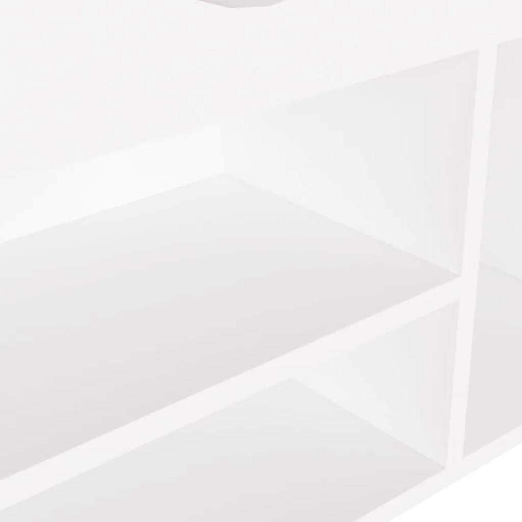 Lavice s botníkem a poduškou bílá 104 x 30 x 49 cm dřevotříska - Default Title