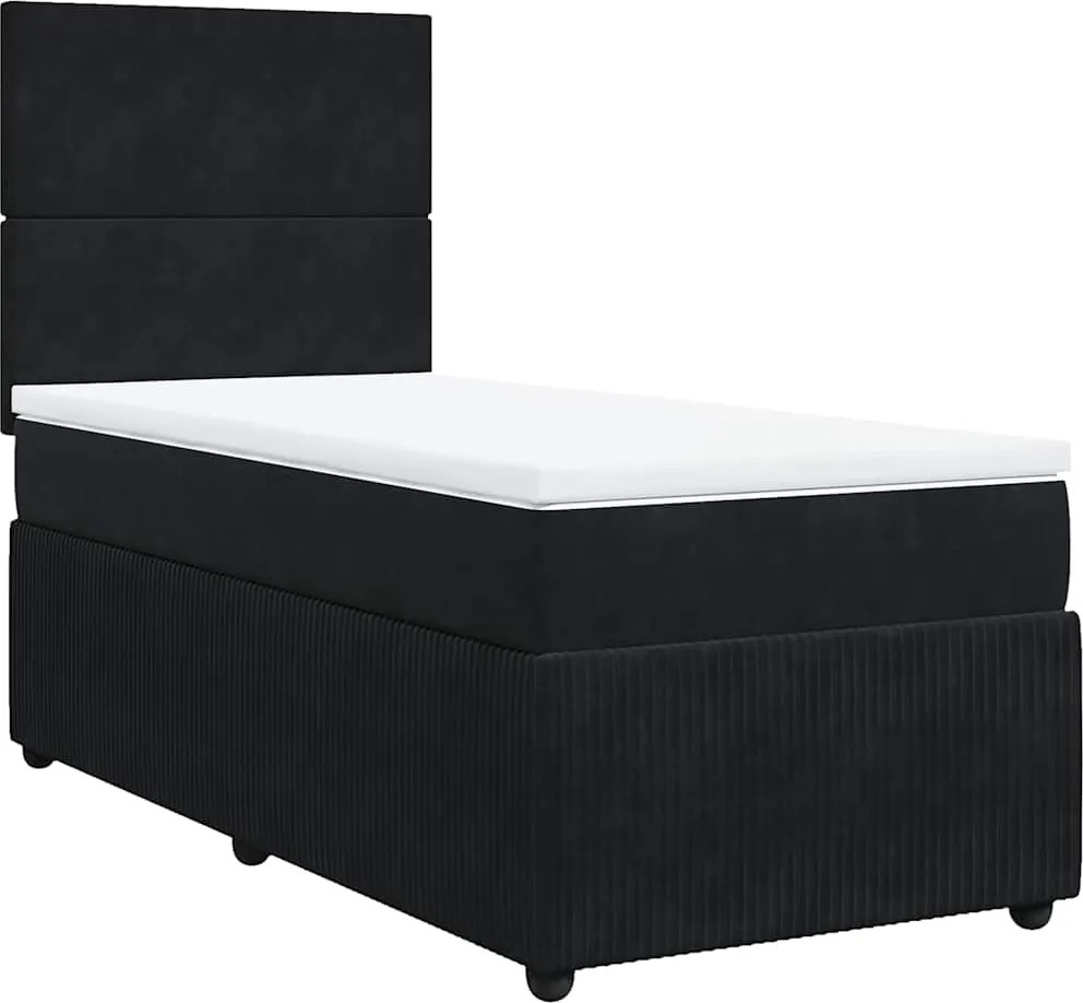 Box spring postel s matrací černá 100x200 cm samet 3294558