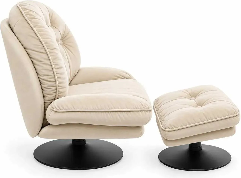 LuxuryForm DESIGN Otočné křeslo LUNA s podnožkou - krémové