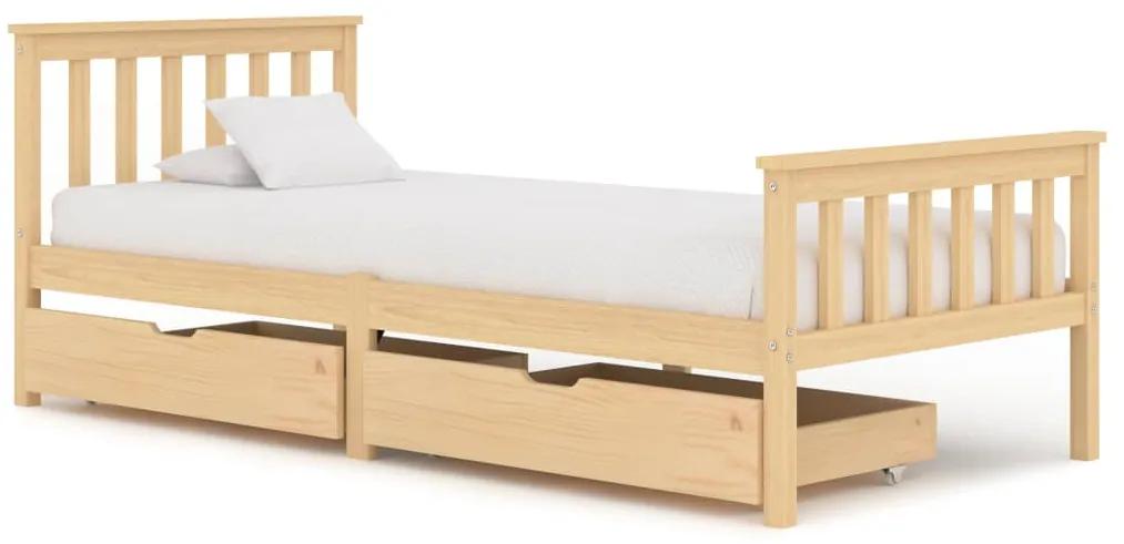 3060336 vidaXL Rám postele se 2 zásuvkami masivní borové dřevo 90 x 200 cm
