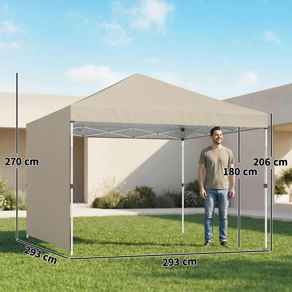 Outsunny altán 3x3 m, vodotěsný, pro zahradu a venkovní párty, béžová