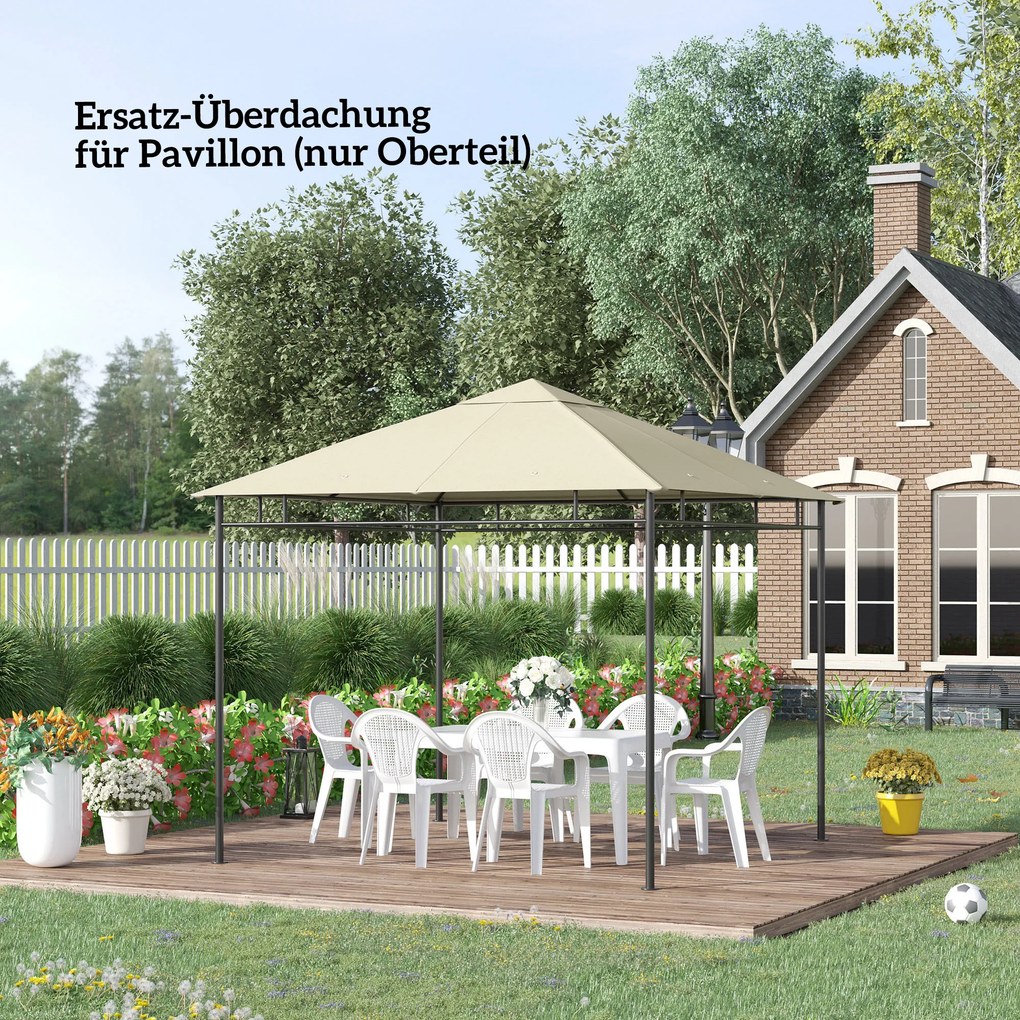 Outsunny Náhradní Střecha pro Altán Pergolu Zahradní Plátno Vysoká Hustota 180g/m² Anti-UV 3 x 3m Krém