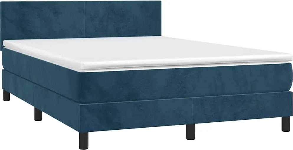 Box spring postel s matrací tmavě modrá 140x190 cm samet 3141183