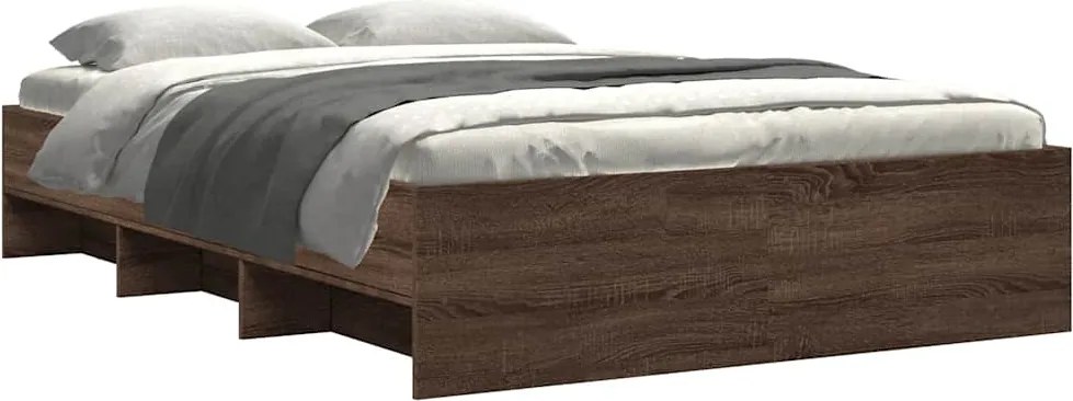 Rám postele bez matrace hnědý dub 140 x 190 cm kompozitní dřevo 3295687