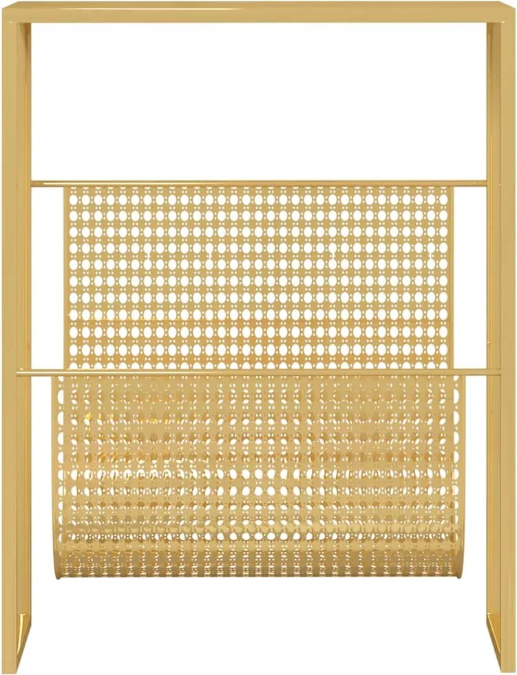 Stojan na časopisy zlatý 35 x 15 x 45 cm ocel 331669