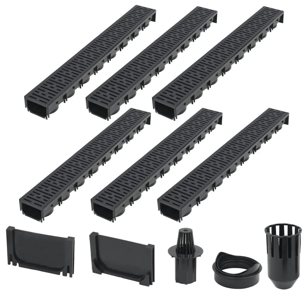 vidaXL Marketos Odtokové kanály 6 ks plast 6 m