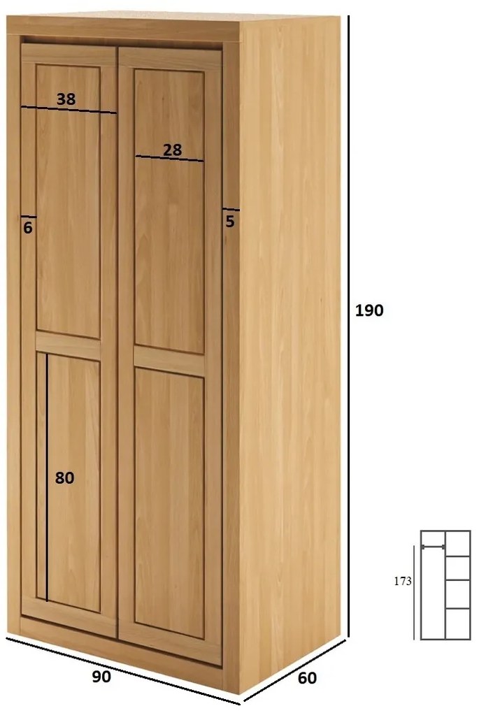 Drewmax SF302 skříň šatní masiv dub