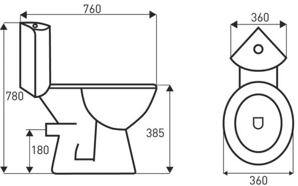 Novoterm Rohové WC kombi NV-Corner KR 61 ZO se zadním odpadem a SoftClose sedátkem