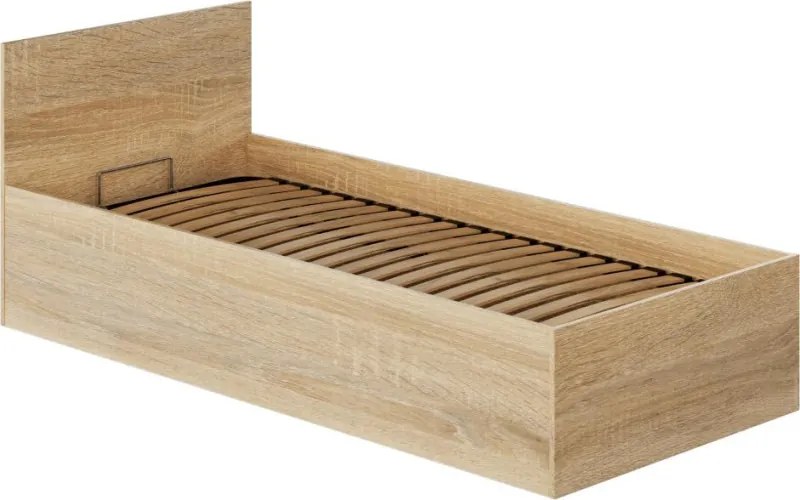 Postel 90x200 s kovovým roštem a úložným prostorem, dub sonoma, DOLI Kondela 0000398679