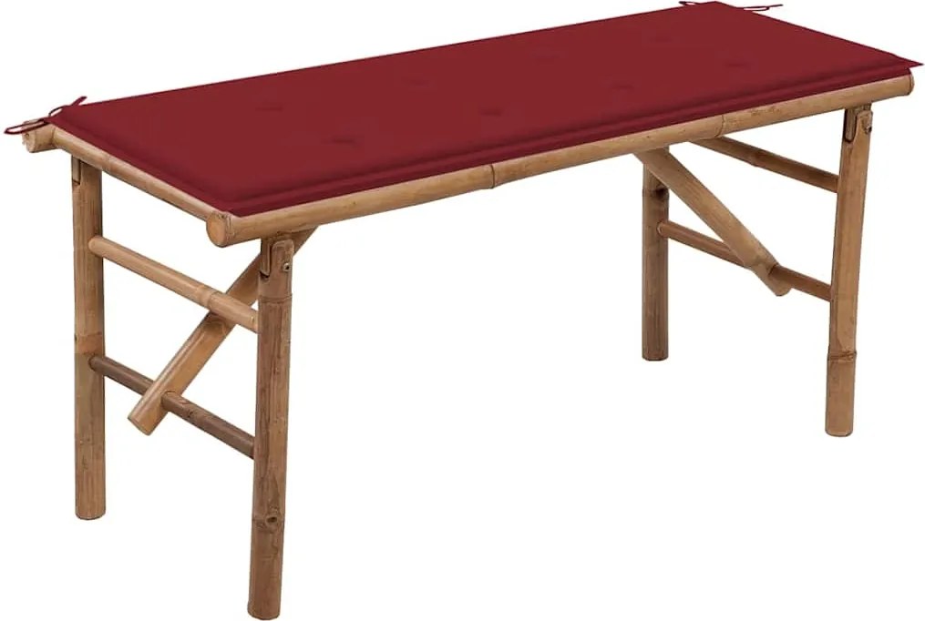 Skládací zahradní lavice s poduškou 118 cm bambus 3063858
