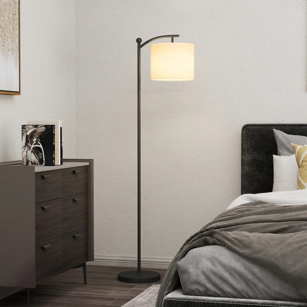 HOMCOM Stojací lampa, nastavitelné možnosti osvětlení, nožní spínač, dálkové ovládání, kov, černá