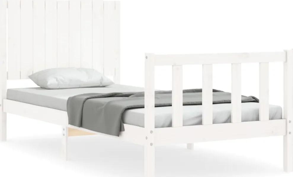 vidaXL Rám postele s čelem 90 x 190 cm masivní dřevo [3192262] Barva: Černá
