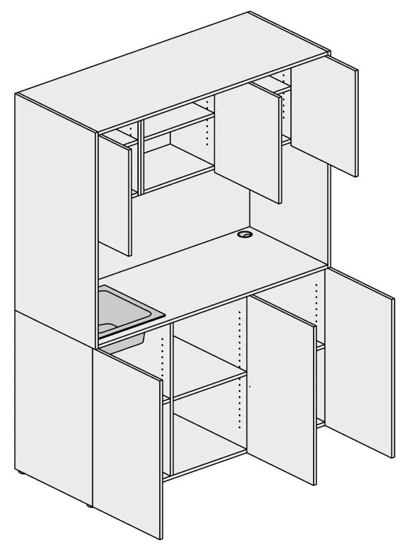 PLAN Kuchyňka NIKA se dřezem a baterií 1481 x 600 x 2000 mm, dub přírodní, levé