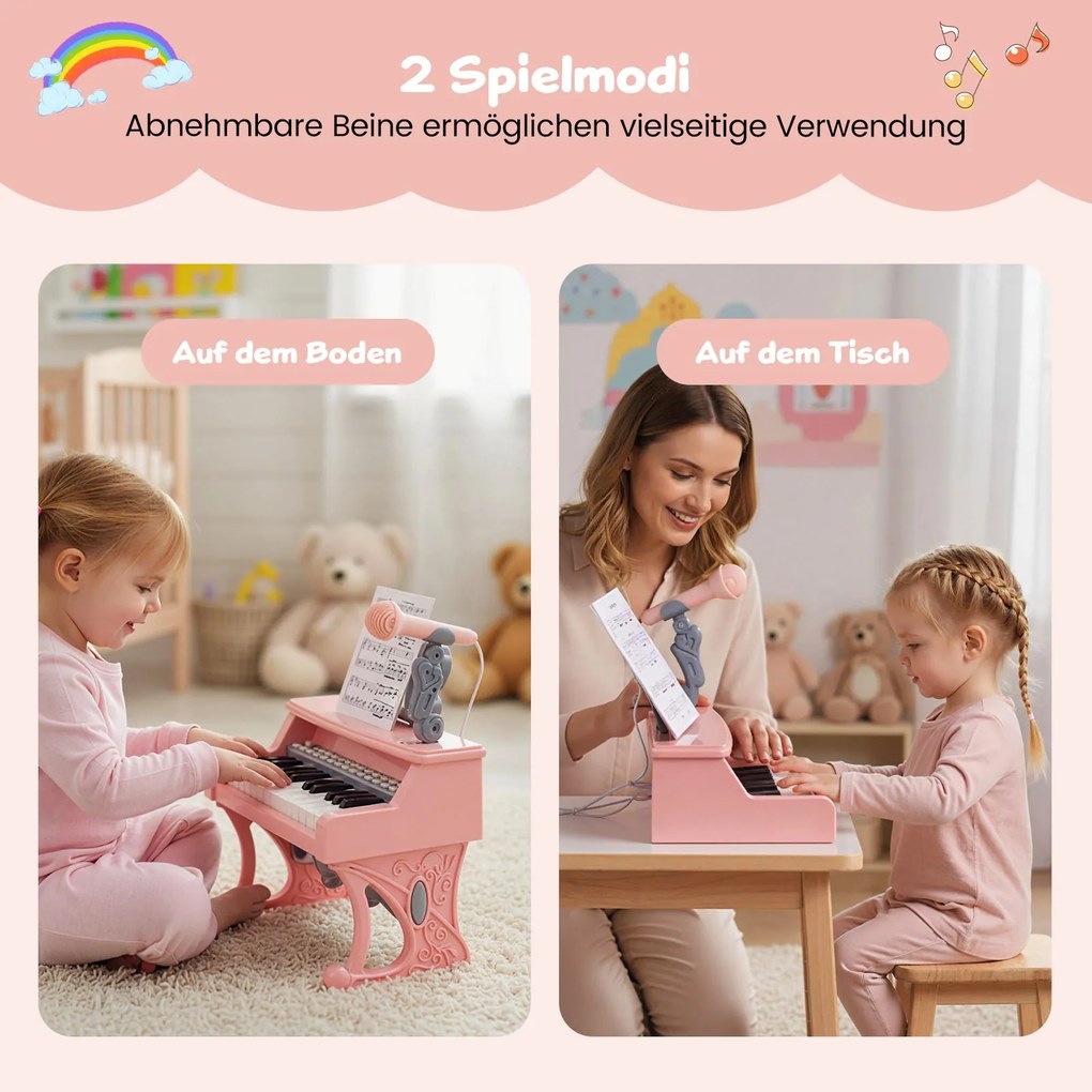 Costway Mini klávesnice s 25 klávesami a stojanem na noty a mikrofonem Dětské