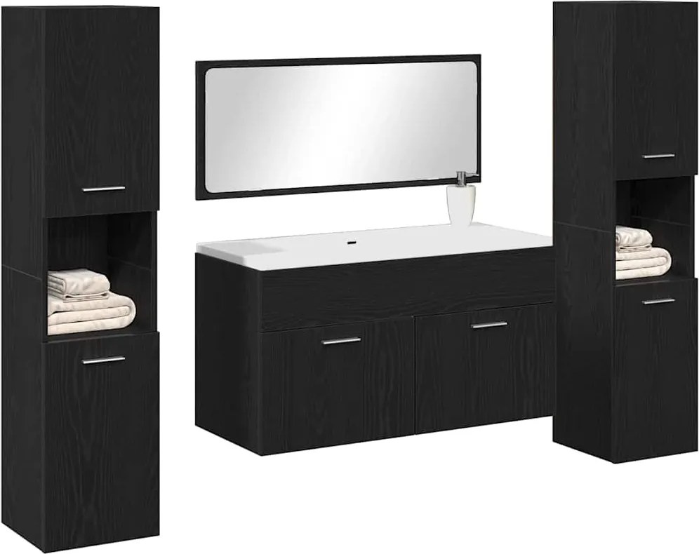 Sada koupelnového nábytku 4 ks Černý dub 90 x 38,5 x 46 cm 3334325