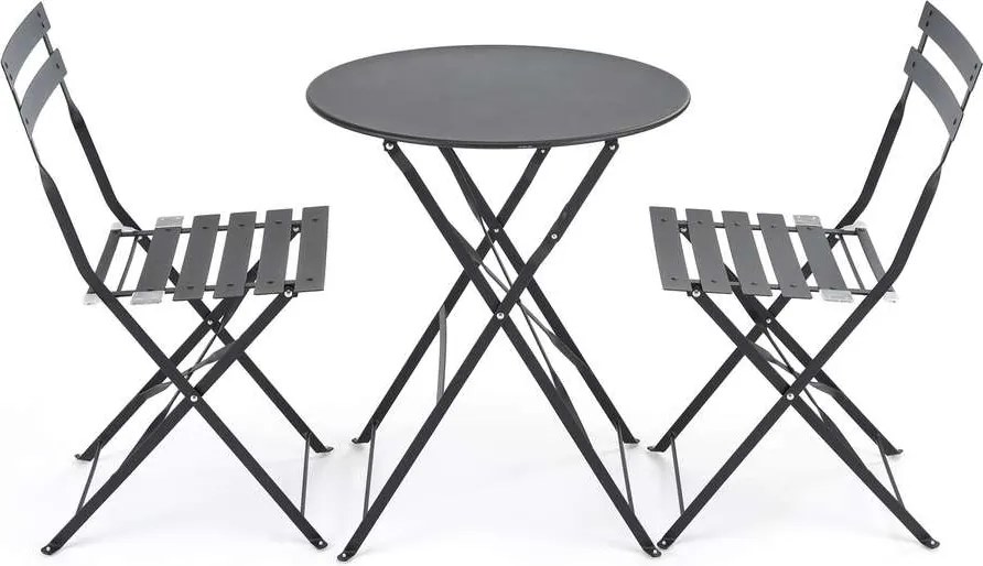 Zahradní balkonový set Perivoli - 2 židle, černá